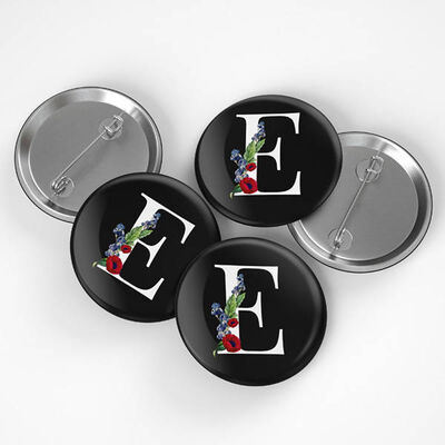 İsim Baş Harfli İğneli Buton Rozet - Bikolihediye.com